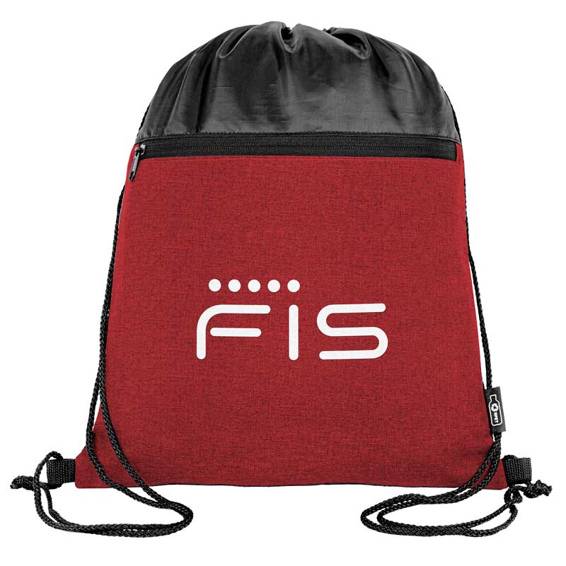 rPET Heather Draw String Bag with Front Zipper Pocket – High Caliber Line