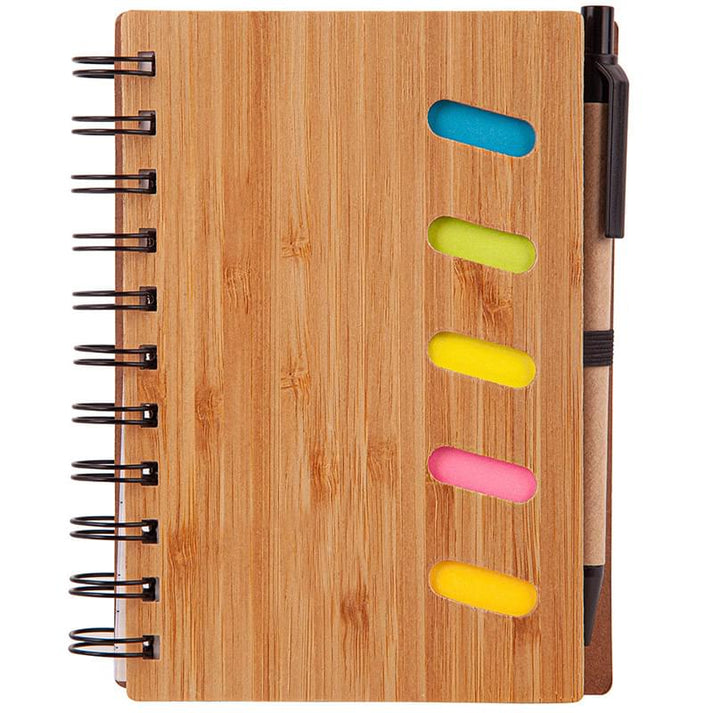Bamboo Front Cover Notebook with Sticky Note and Pen – High Caliber Line